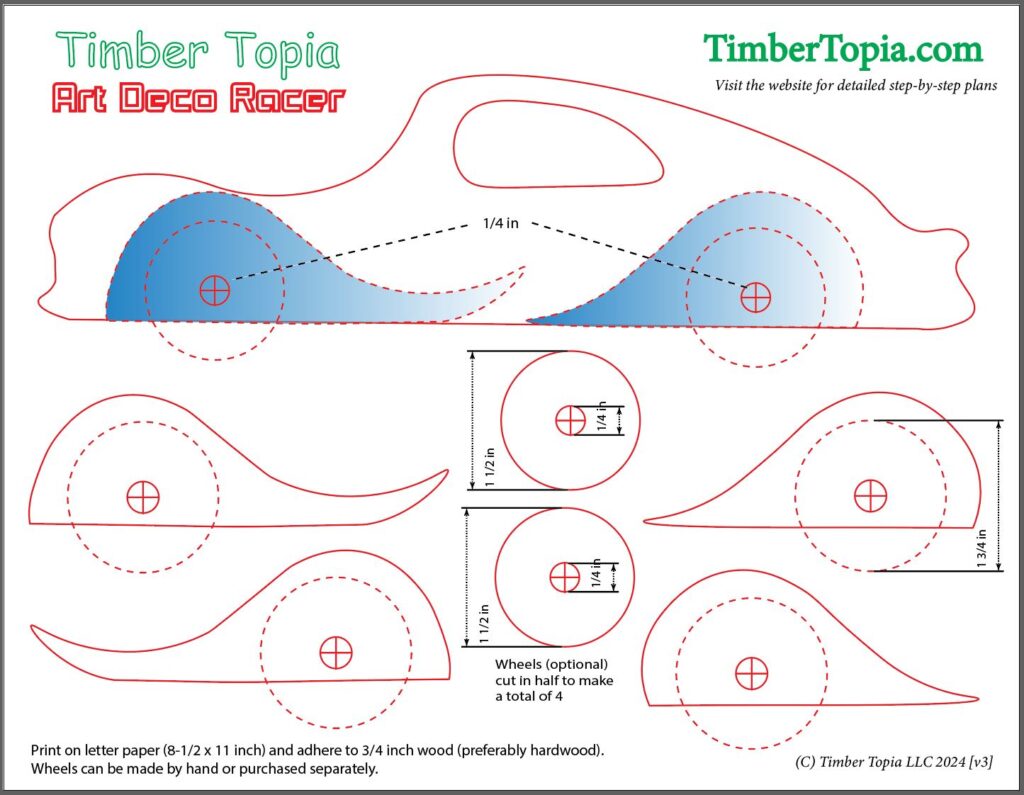 How To Craft A Vintage Art Deco Race Car (Free PDF Download) - Timber Topia